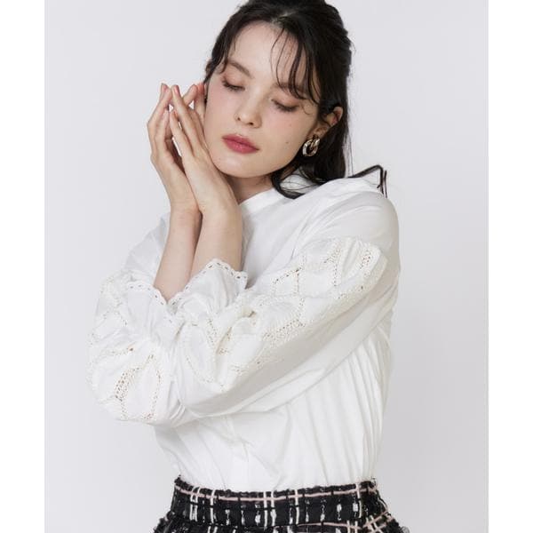 マーリエ ル カセット（Maglie le cassetto）/《美人百花9月号掲載》刺繍レースドッキングブラウス