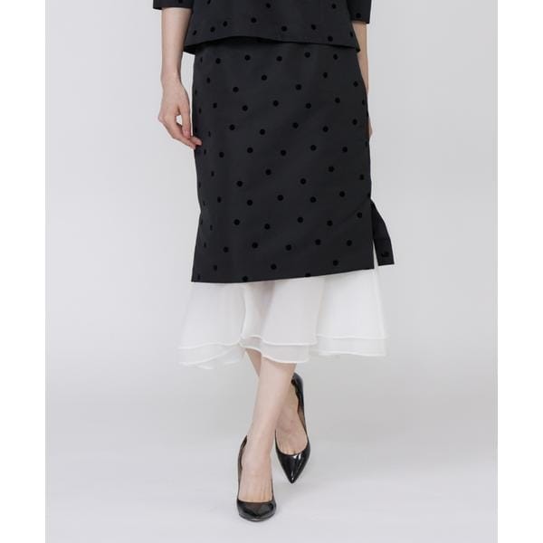 マーリエ ル カセット（Maglie le cassetto）/《M Maglie le cassetto》ドットフロッキーシアーヘムマーメイドスカート