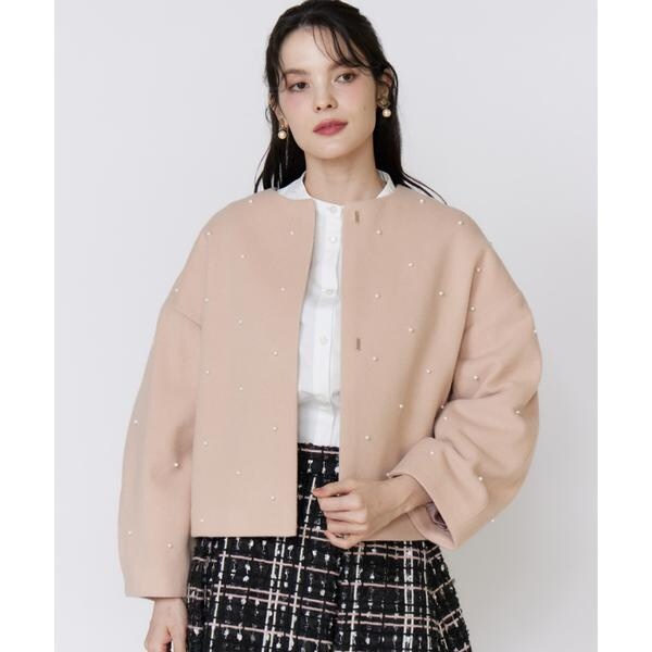 マーリエ ル カセット（Maglie le cassetto）/《大きいサイズ》パールショートコート