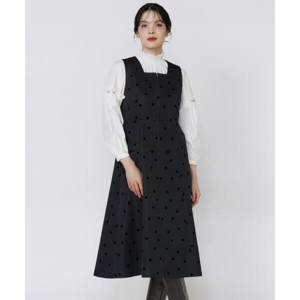 マーリエ ル カセット（Maglie le cassetto）/《プラスサイズ》《WEB限定》ドットフロッキーワンピース《M Maglie le cassett