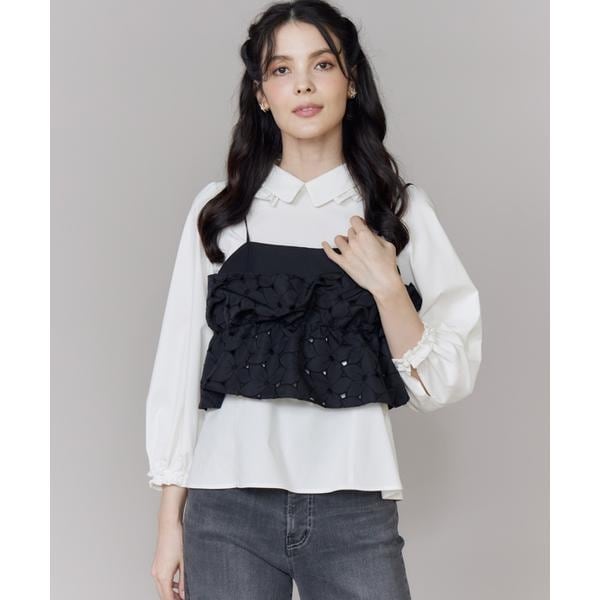 マーリエ ル カセット（Maglie le cassetto）/フラワー刺繍ビスチェ