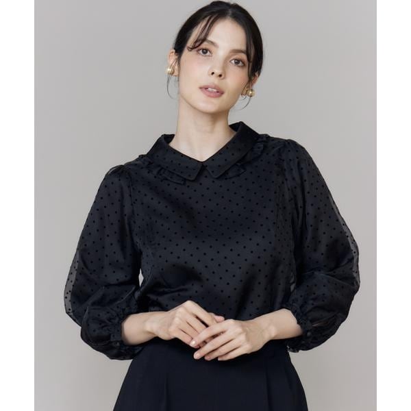 マーリエ ル カセット（Maglie le cassetto）/《WEB・POPUP限定商品》オーガンドットフロッキー衿フリルブラウス