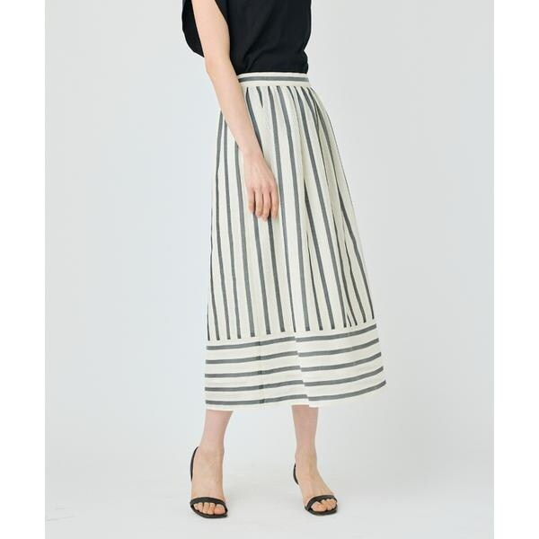 セブンアイディコンセプト（7ID concept）/カラミストライプ切り替えギャザースカート
