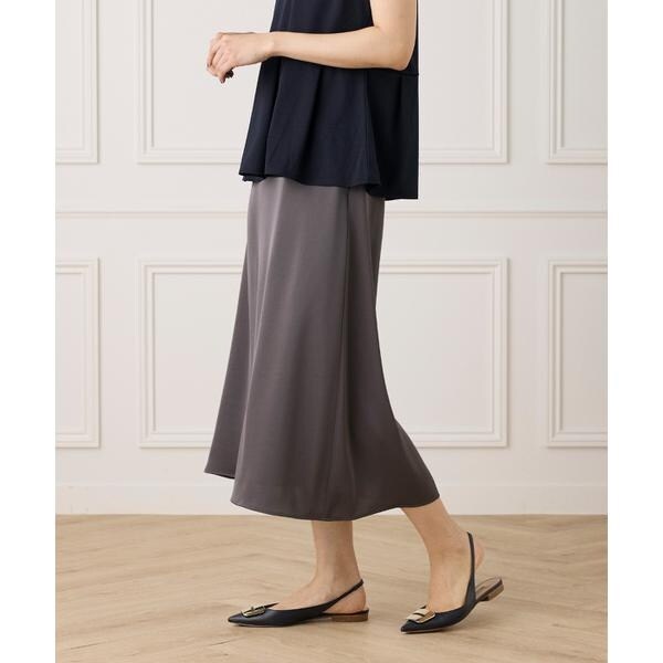 セブンアイディコンセプト（7ID concept）/《大きいサイズ》サテンナローセミフレアスカート