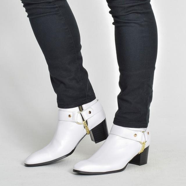 エンデヴァイス（endevice）/サイドジップ レザー リングブーツ / チェーン