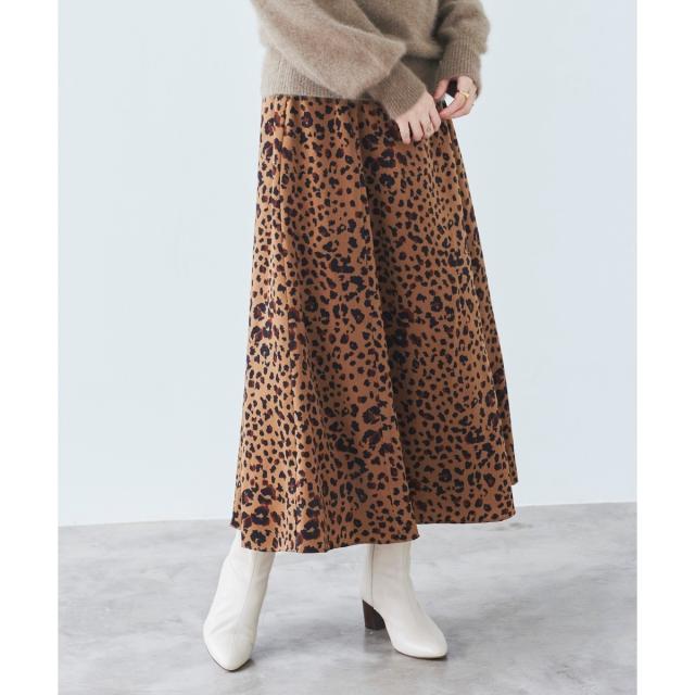 ルクールブラン/レオパードサテンフレアスカート