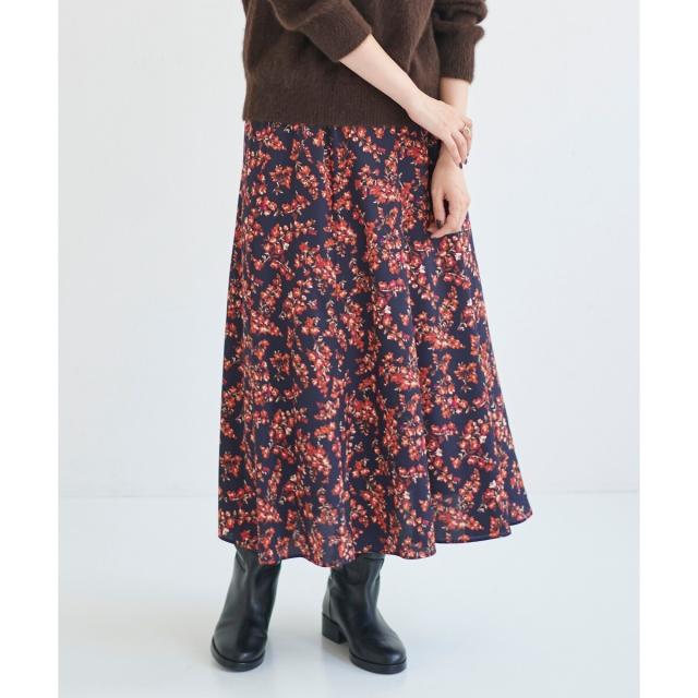 ルクールブラン（le．coeur blanc）/アンティークデシンフラワープリントスカート