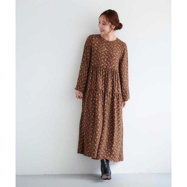 ルクールブラン（le．coeur blanc）/フラワージャガードティアードワンピース