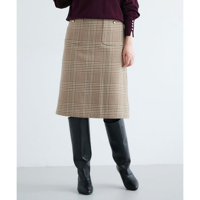 ルクールブラン（le．coeur blanc）/チェックトラペーズスカート