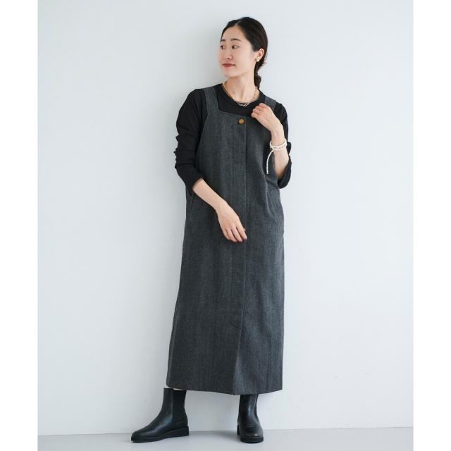 ルクールブラン（le．coeur blanc）/ヘリンボーン柄ジャンパースカート