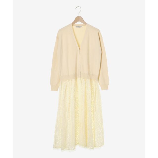 ルクールブラン（le．coeur blanc）/《手洗い可能》TORRAZZO DONNA ニット×レース ロングカーデ