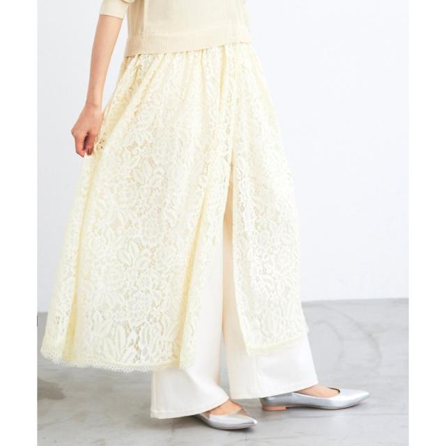 ルクールブラン（le．coeur blanc）/《手洗い可能》TORRAZZO DONNA ニット×レース ロングカーデ