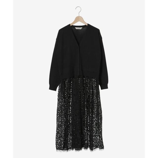 ルクールブラン（le．coeur blanc）/《手洗い可能》TORRAZZO DONNA ニット×レース ロングカーデ