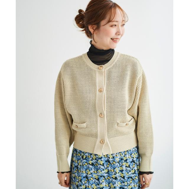 ルクールブラン（le．coeur blanc）/《手洗い可能》柄アミニットカーディガン