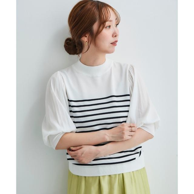 ルクールブラン（le．coeur blanc）/《手洗い可能》スリーブドッキングニットプルオーバー