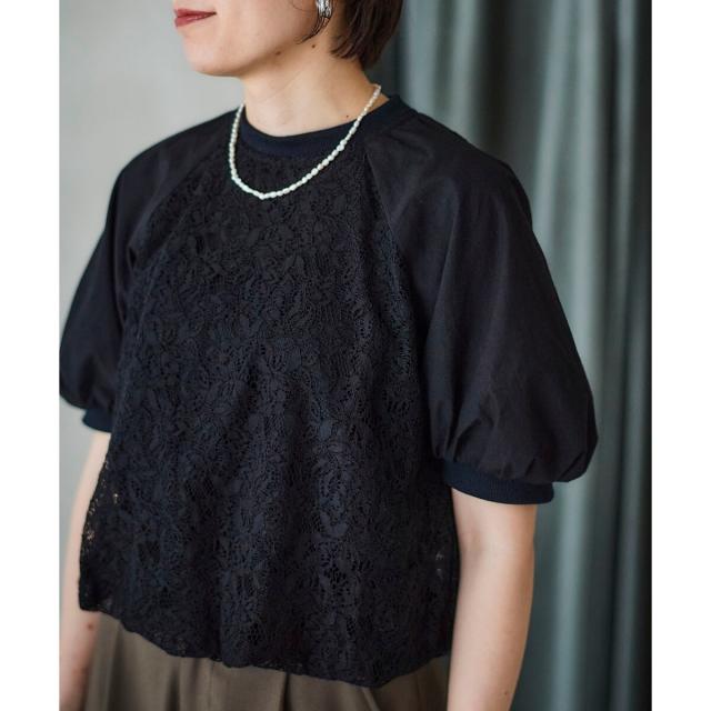 ルクールブラン（le．coeur blanc）/《手洗い可能》MAISON MAVERICK レースバルーンスリーブブラウス