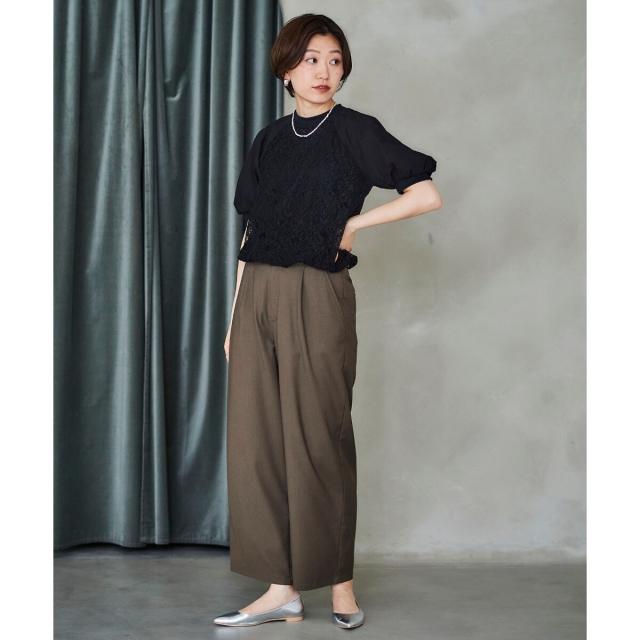 ルクールブラン（le．coeur blanc）/《手洗い可能》MAISON MAVERICK レースバルーンスリーブブラウス