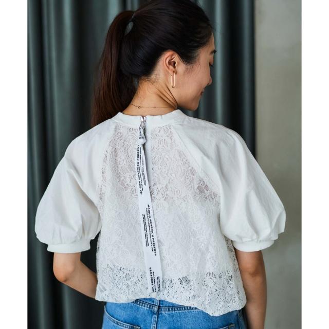 ルクールブラン（le．coeur blanc）/《手洗い可能》MAISON MAVERICK レースバルーンスリーブブラウス