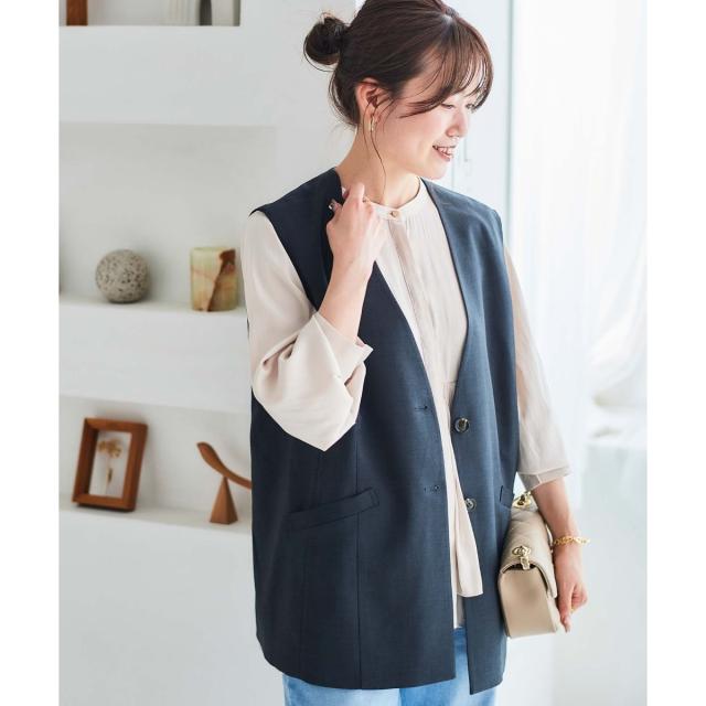 ルクールブラン（le．coeur blanc）/《手洗い可能》Vカラージレジャケット