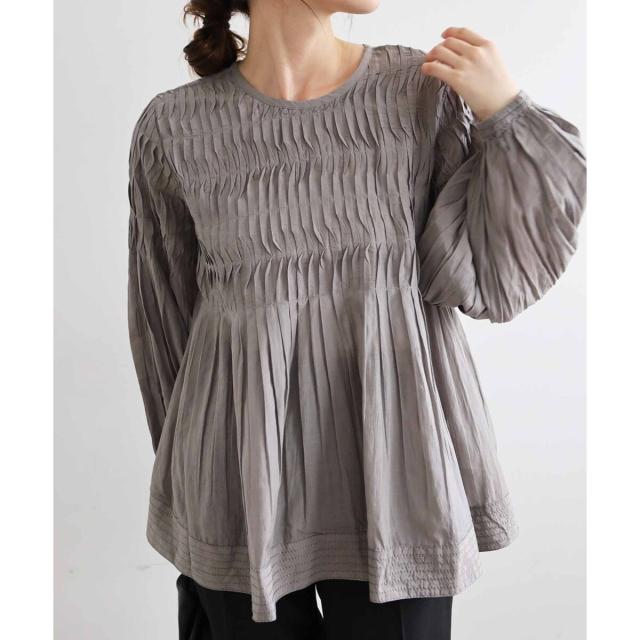 ルクールブラン（le．coeur blanc）/《手洗い可能》TORRAZZO DONNAタックギャザーブラウス