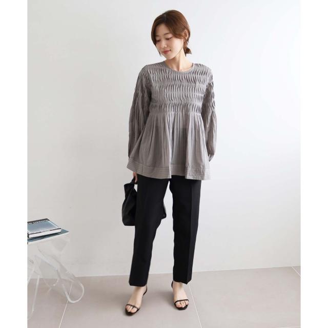 ルクールブラン（le．coeur blanc）/《手洗い可能》TORRAZZO DONNAタックギャザーブラウス