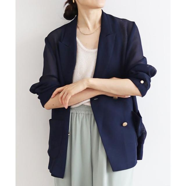 ルクールブラン（le．coeur blanc）/《手洗い可能》メッシュテーラードジャケット