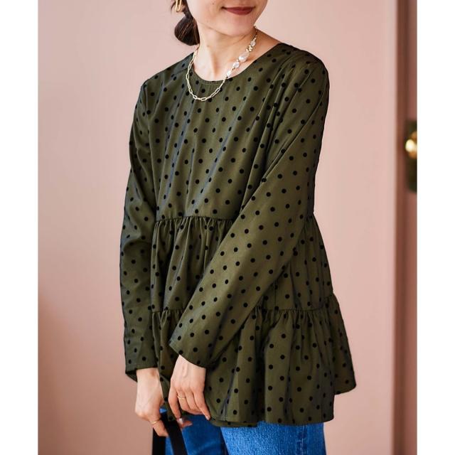 ルクールブラン（le．coeur blanc）/TORRAZZO DONNAドットティアードブラウス