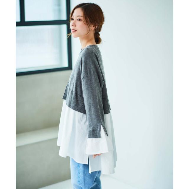 ルクールブラン（le．coeur blanc）/《手洗い可能》TORRAZZO DONNAニット×シャツチュニック