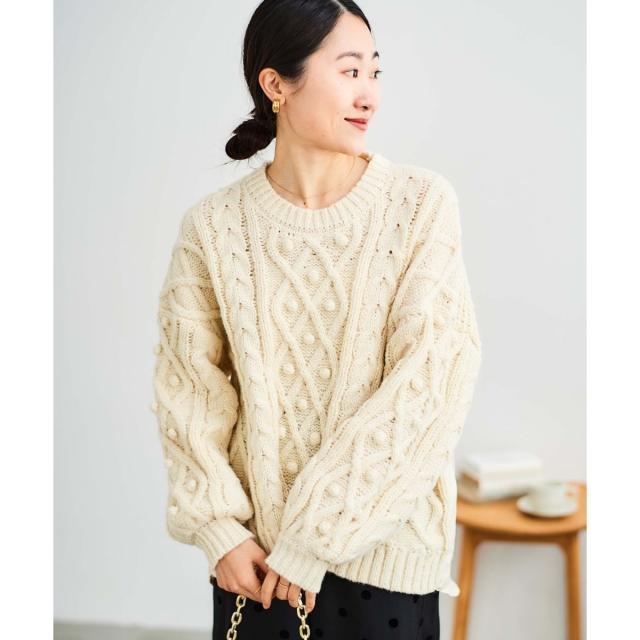 ルクールブラン（le．coeur blanc）/TORRAZZO DONNAケーブル×布帛トップス