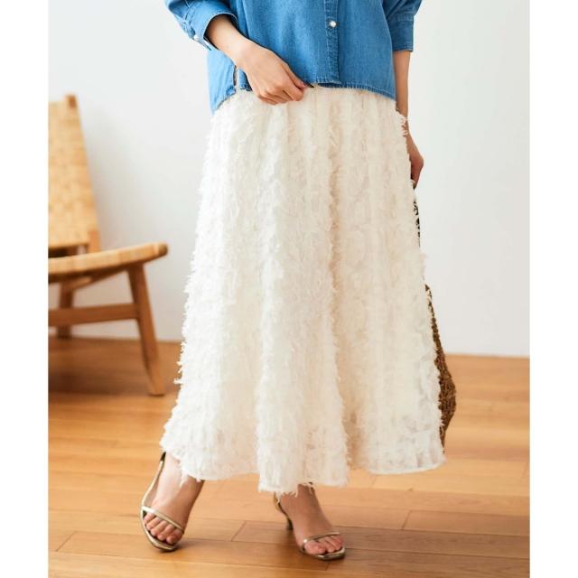 ルクールブラン（le．coeur blanc）/《手洗い可能》カットジャガードギャザースカート