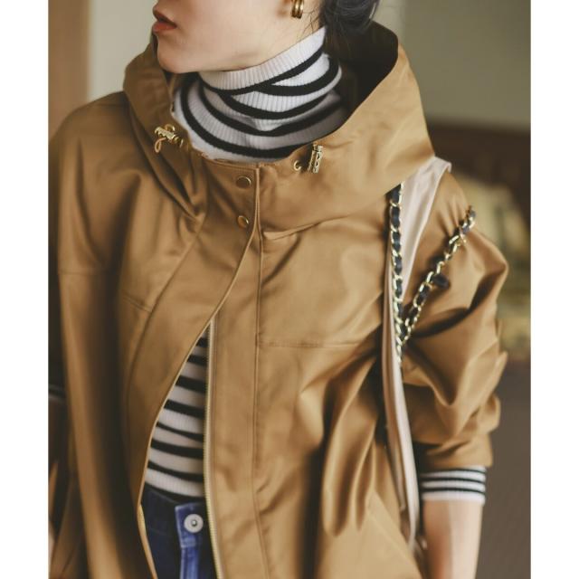 ルクールブラン（le．coeur blanc）/ツイルストレッチフードブルゾン