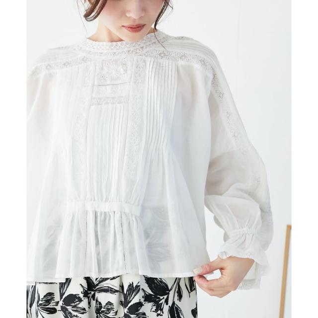 ルクールブラン（le．coeur blanc）/《手洗い可能》Fanakaリバーレースブラウス