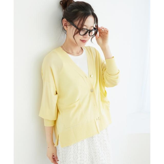 ルクールブラン（le．coeur blanc）/《手洗い可能》ハイゲージVネックカーディガン