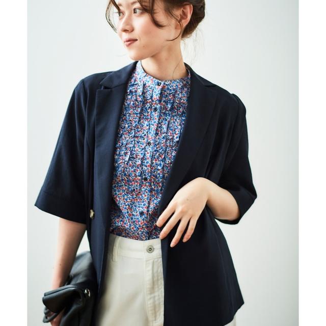 ルクールブラン（le．coeur blanc）/《シャツ感覚でラフに羽織れる》タンブラーブッチャーハーフスリーブジャケット