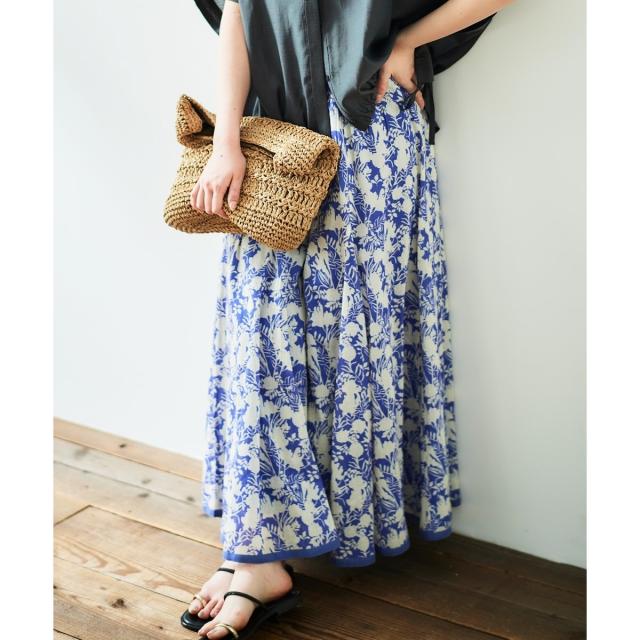 ルクールブラン（le．coeur blanc）/《手洗い可能》Fanaka別注バイカラーフラワースカート