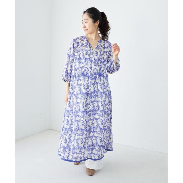 ルクールブラン（le．coeur blanc）/Fanaka別注バイカラーフラワーワンピース