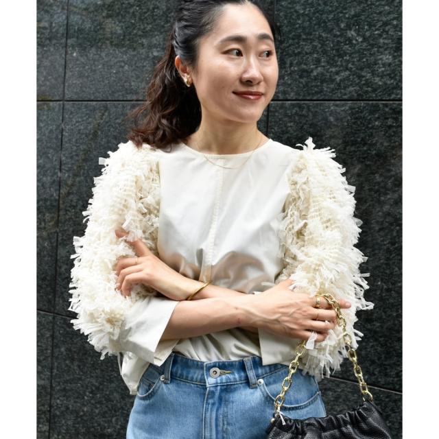 ルクールブラン（le．coeur blanc）/TORRAZZO DONNA袖チュールブラウス