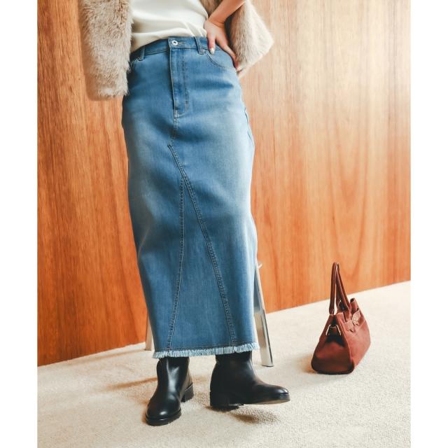 ルクールブラン（le．coeur blanc）/リメイク風ラメデニムスカート