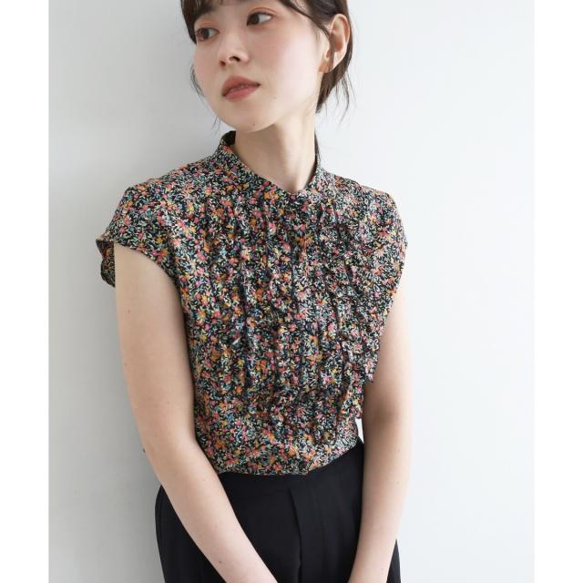 ルクールブラン（le．coeur blanc）/《手洗い可能》リバティフロントフリルブラウス