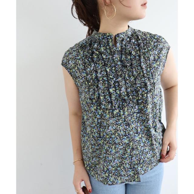 ルクールブラン（le．coeur blanc）/《手洗い可能》リバティフロントフリルブラウス