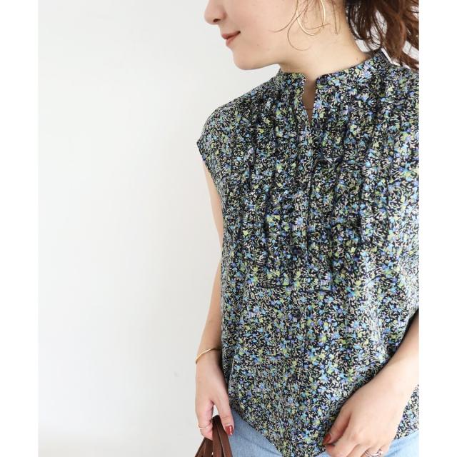 ルクールブラン（le．coeur blanc）/《手洗い可能》リバティフロントフリルブラウス