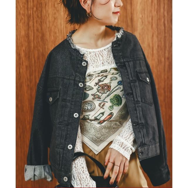 ルクールブラン（le．coeur blanc）/ノーカラーデニムジャケット