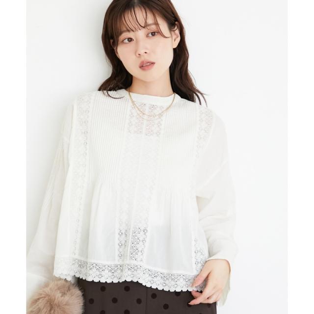 ルクールブラン（le．coeur blanc）/《手洗い可能》Fanaka別注リバーレースブラウス
