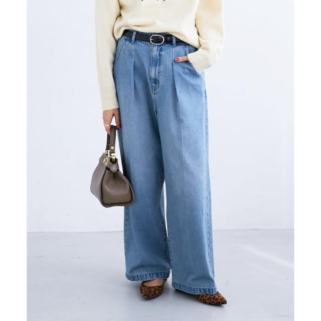 ルクールブラン（le．coeur blanc）/タックワイドデニムパンツ