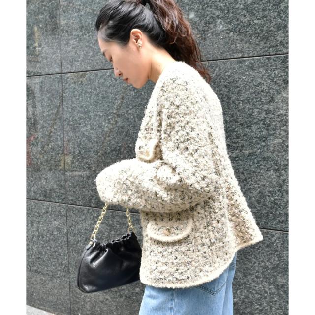 ルクールブラン（le．coeur blanc）/《手洗い可能》TORRAZZO DONNAツイードニットジャケット