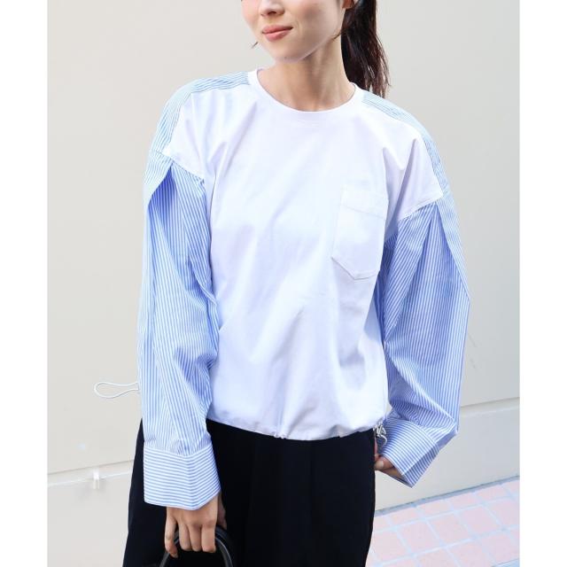 ルクールブラン（le．coeur blanc）/vaneumストライプドッキングカットソー