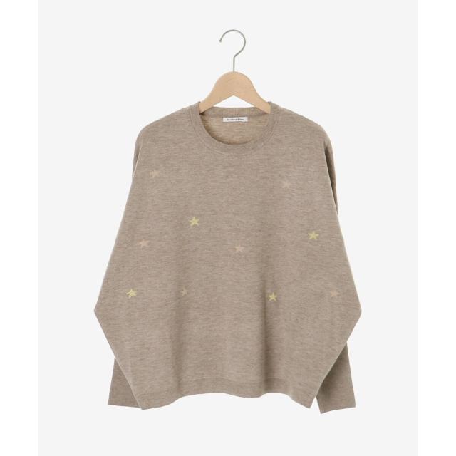 ルクールブラン（le．coeur blanc）/《手洗い可能》スター刺繍ニットプルオーバー