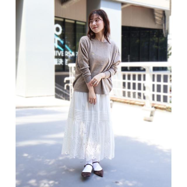 ルクールブラン（le．coeur blanc）/《手洗い可能》スター刺繍ニットプルオーバー