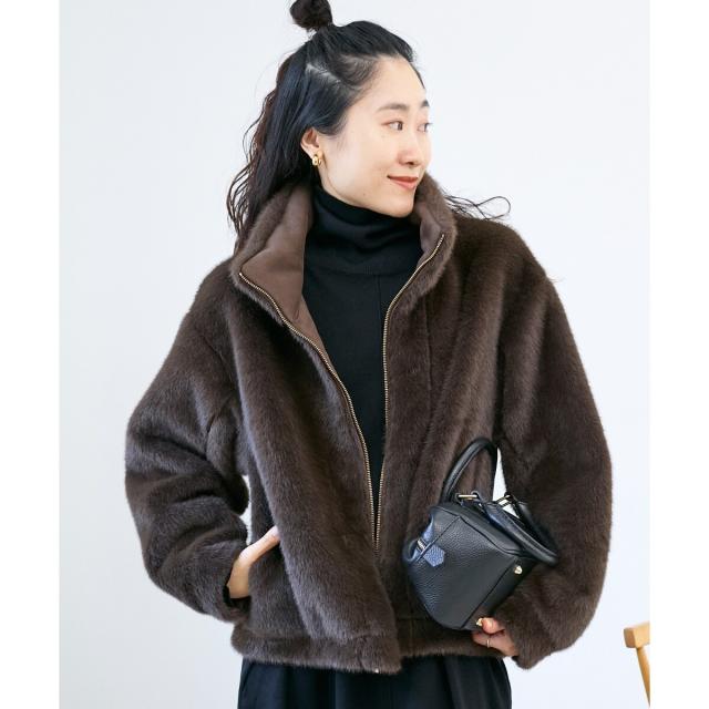 ルクールブラン（le．coeur blanc）/ミンクタッチスタンドカラーファーブルゾン