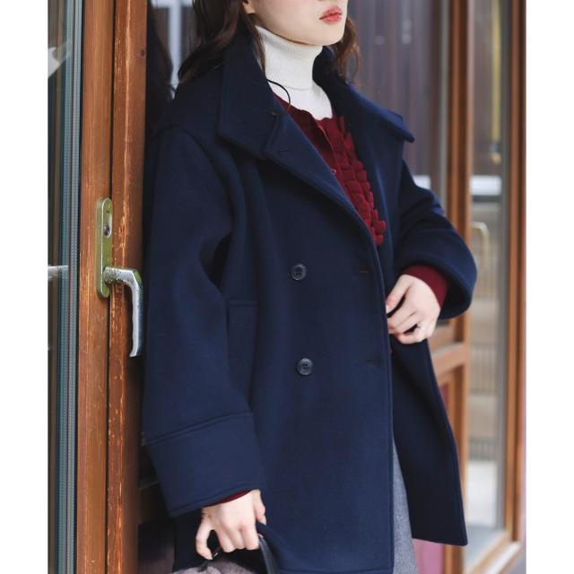 【NEW】ルクールブラン（le．coeur blanc）/スタンドネックテントラインウールコート